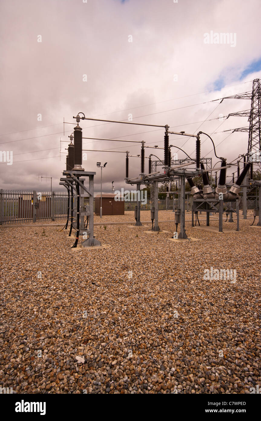 An Electricity electrical electric Sub Station uk Stock Photo - Alamy