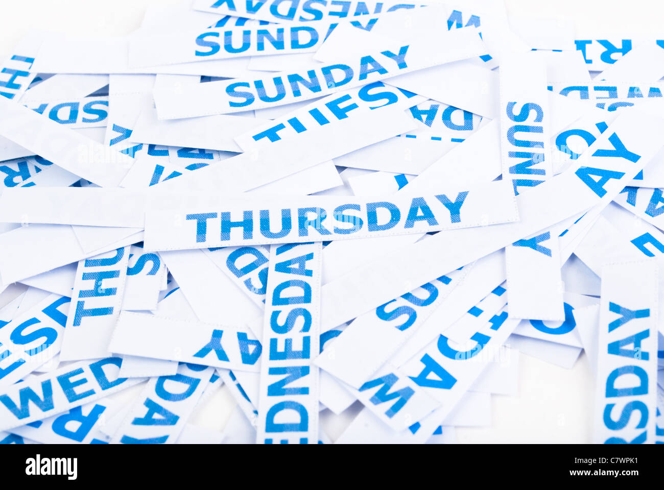 Thursday word texture background Stock Photo - Alamy