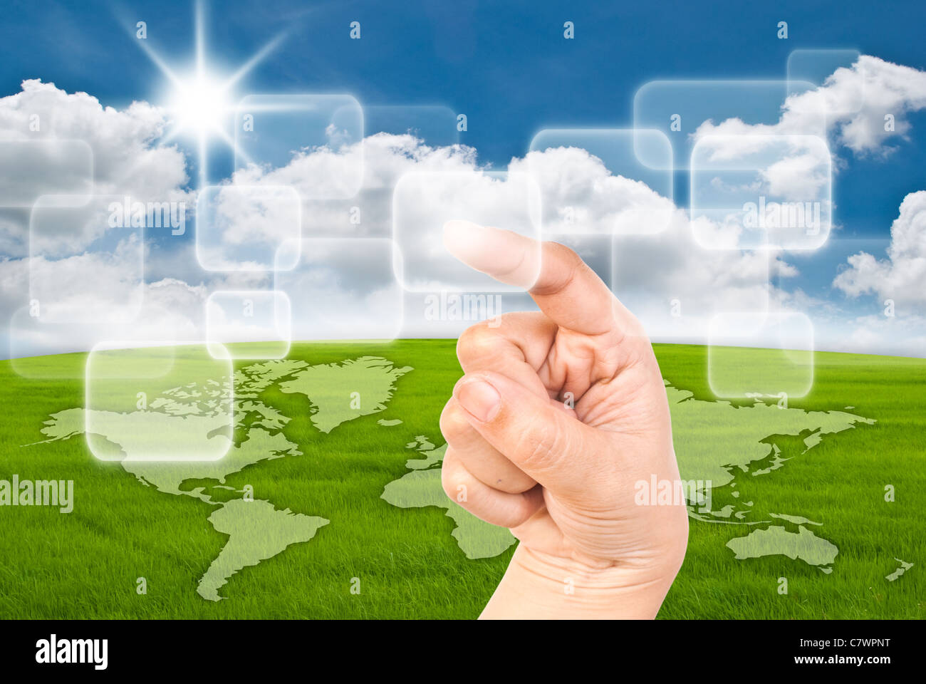 Button hand hi-res stock photography and images - Alamy