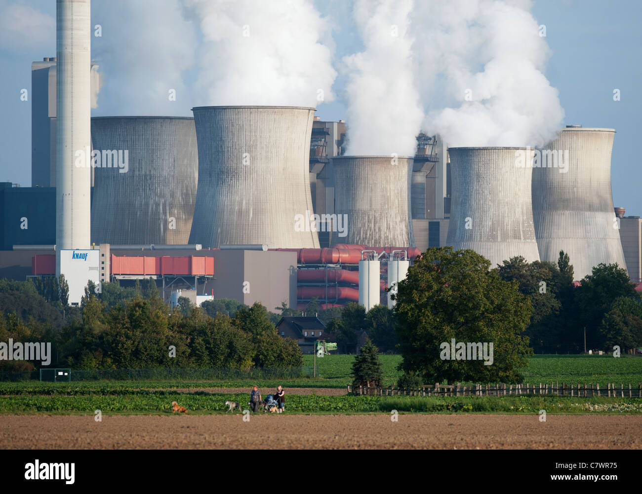 View of Niederaussem coal fired power station in Bergheim district of ...