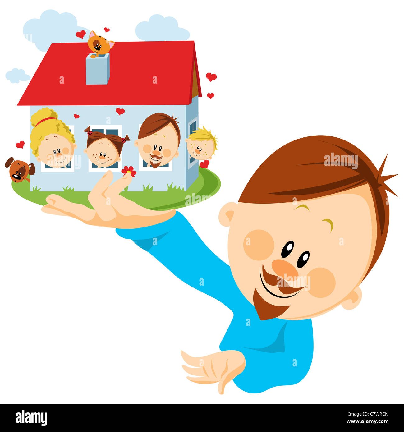 man with house in hand Stock Photo - Alamy