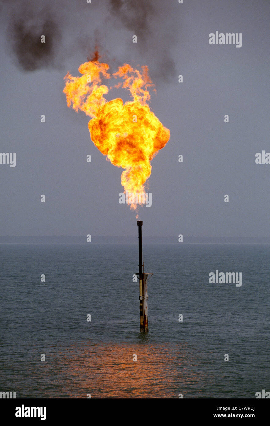 An oil & gas offshore production platform off the coast of Nigeria ...