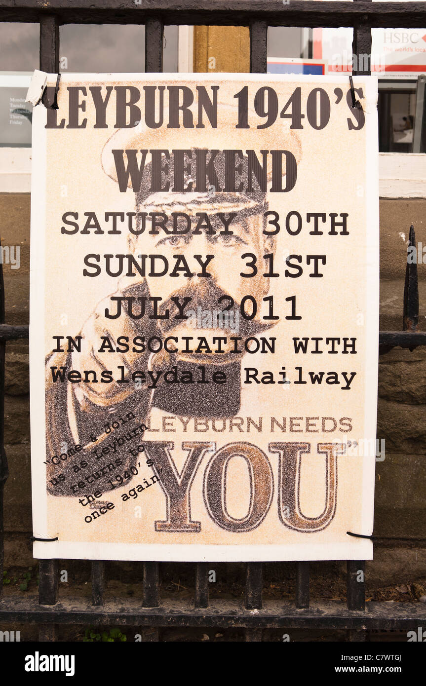 A sign telling of the 1940's weekend at Leyburn in North Yorkshire ...