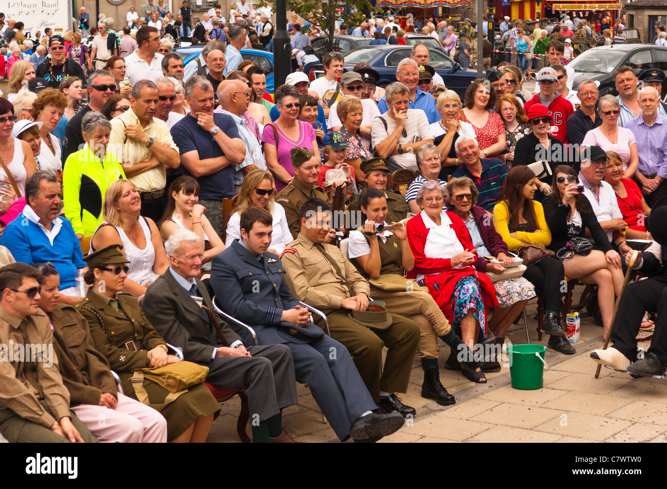 Spectators at a Dad's Army reenactment at the 1940's weekend at Leyburn ...