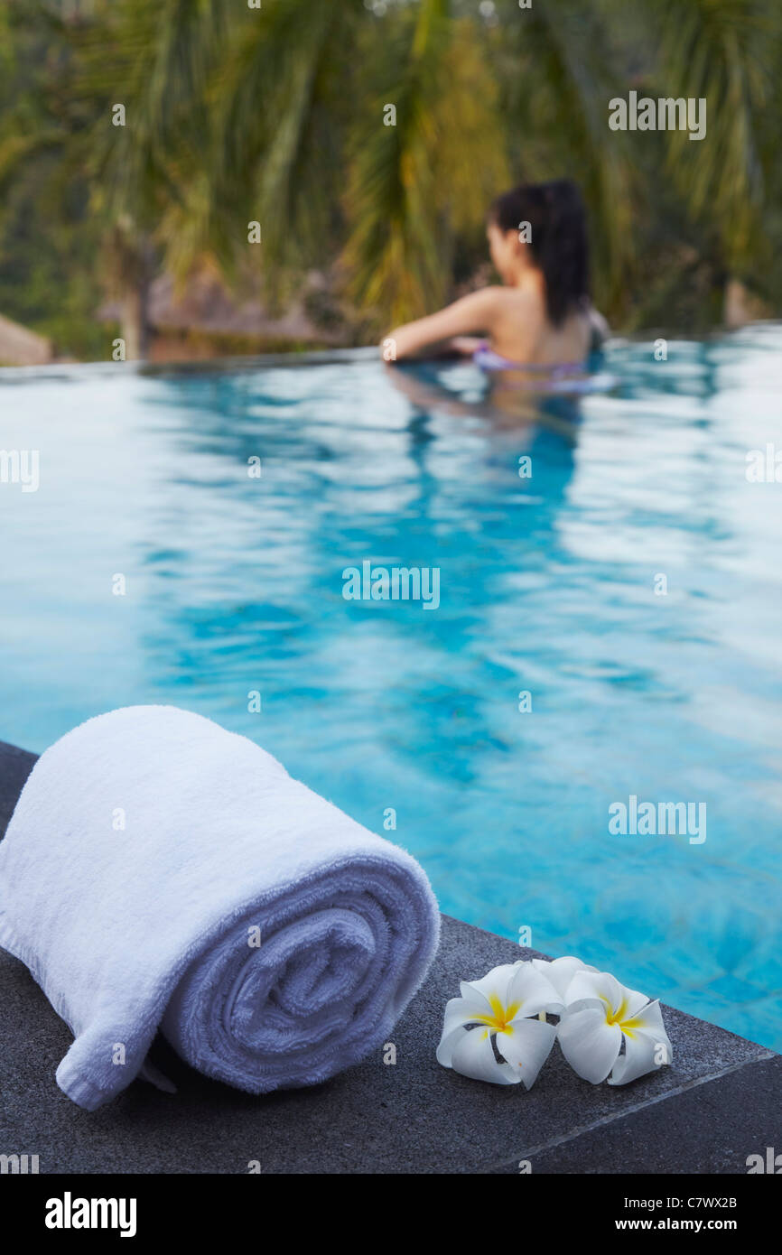 Woman in plunge pool at the Payogan Villas Resort, Ubud, Bali ...