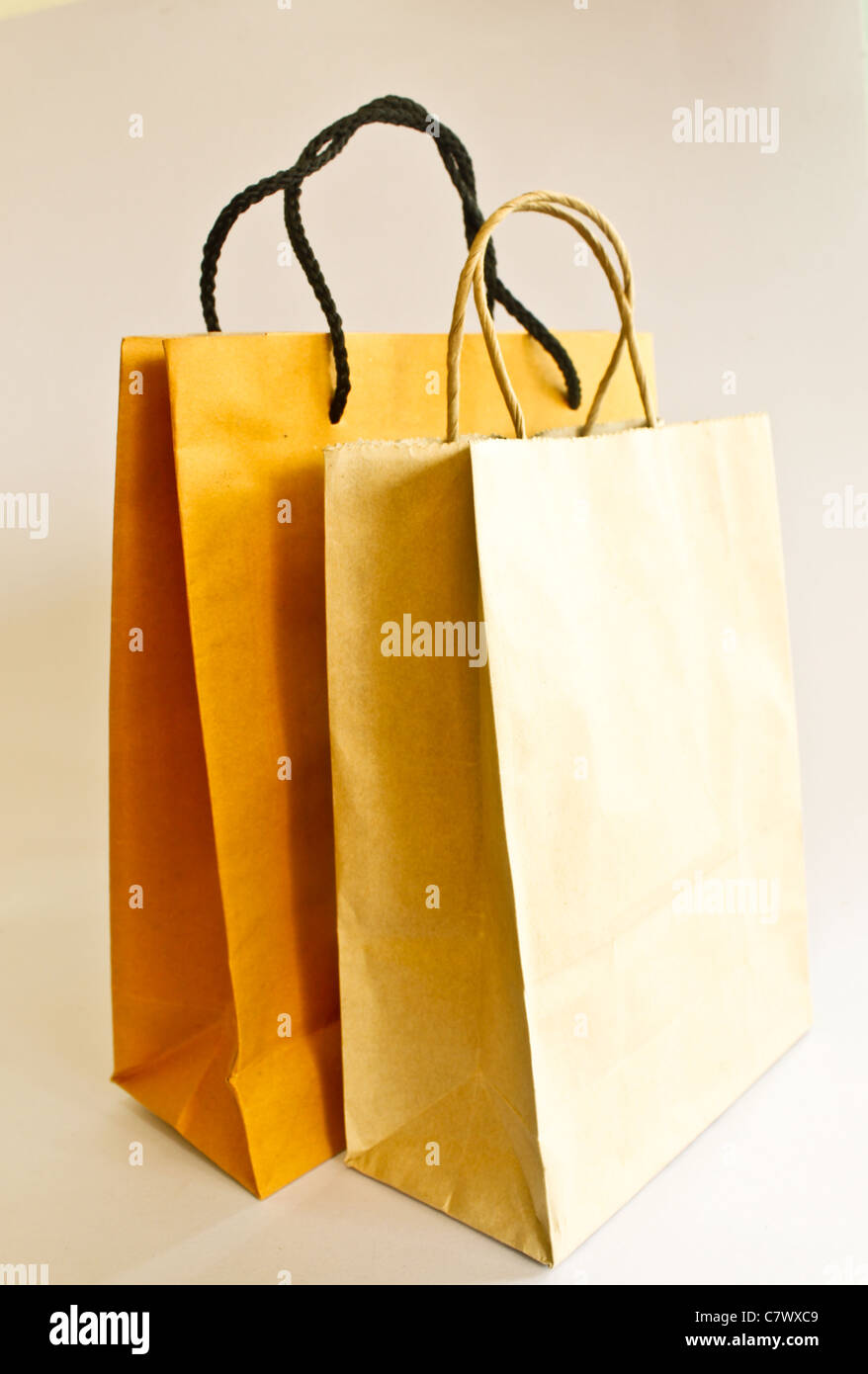 2 Paper bag shopping on white background Stock Photo - Alamy