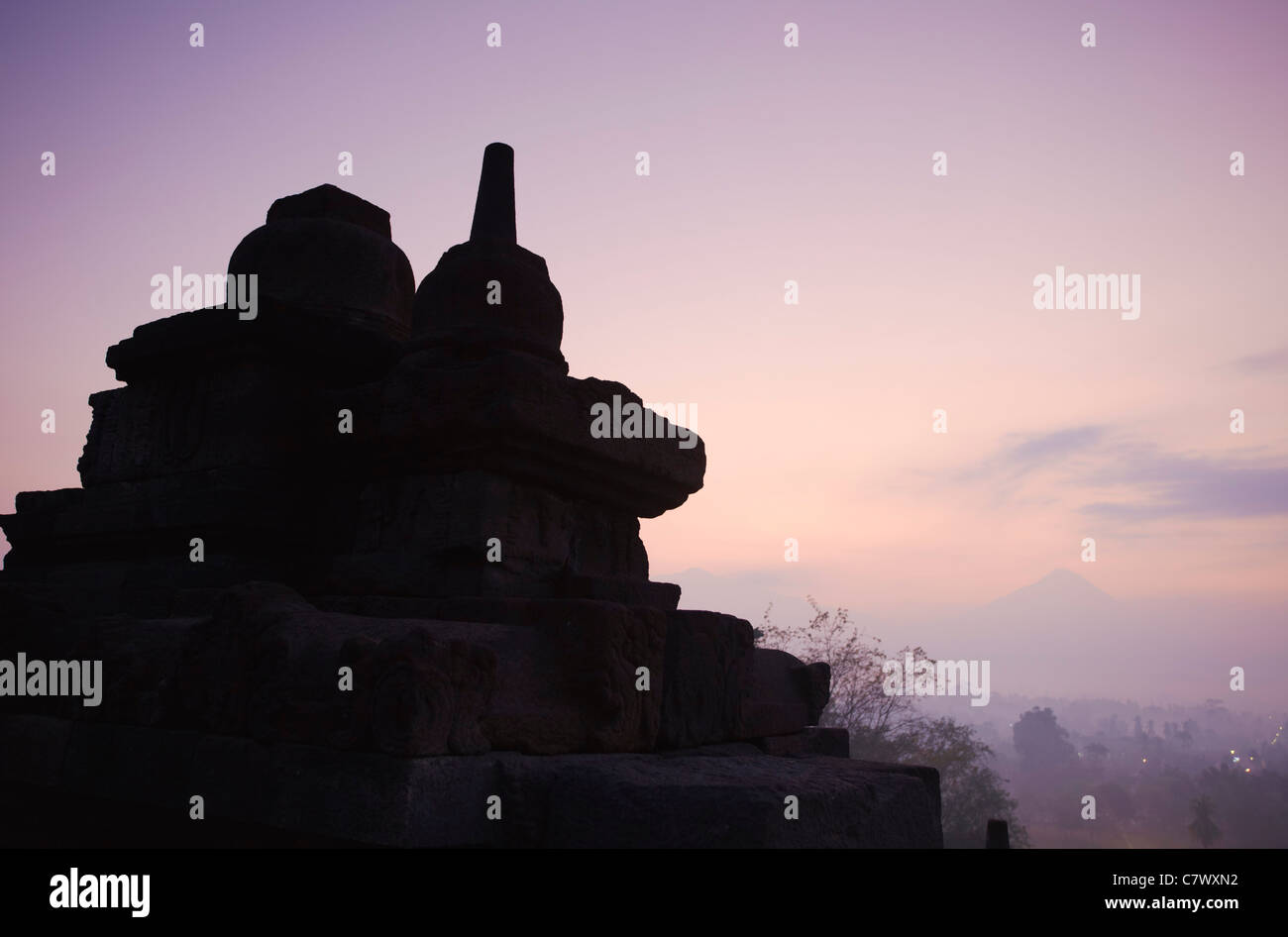 Borobudur Temple at sunrise (UNESCO World Heritage Site), Java ...