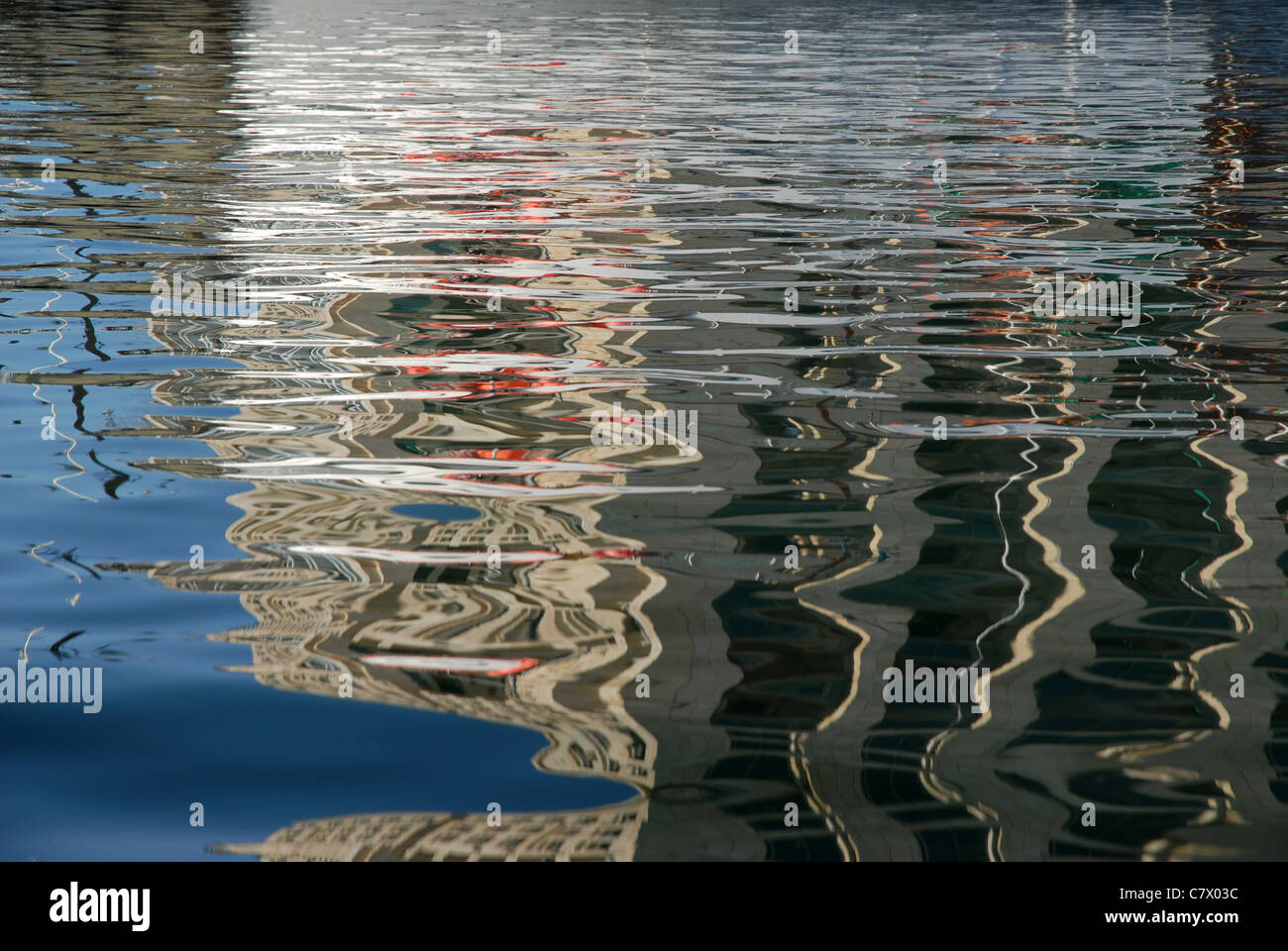 building reflections in the harbour, The Waterfront, Cape Town, Western ...