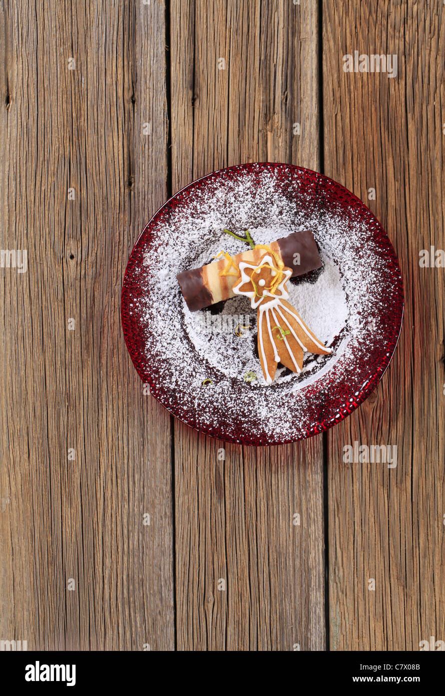 Chocolate dipped wafer cookie and gingerbread comet Stock Photo - Alamy