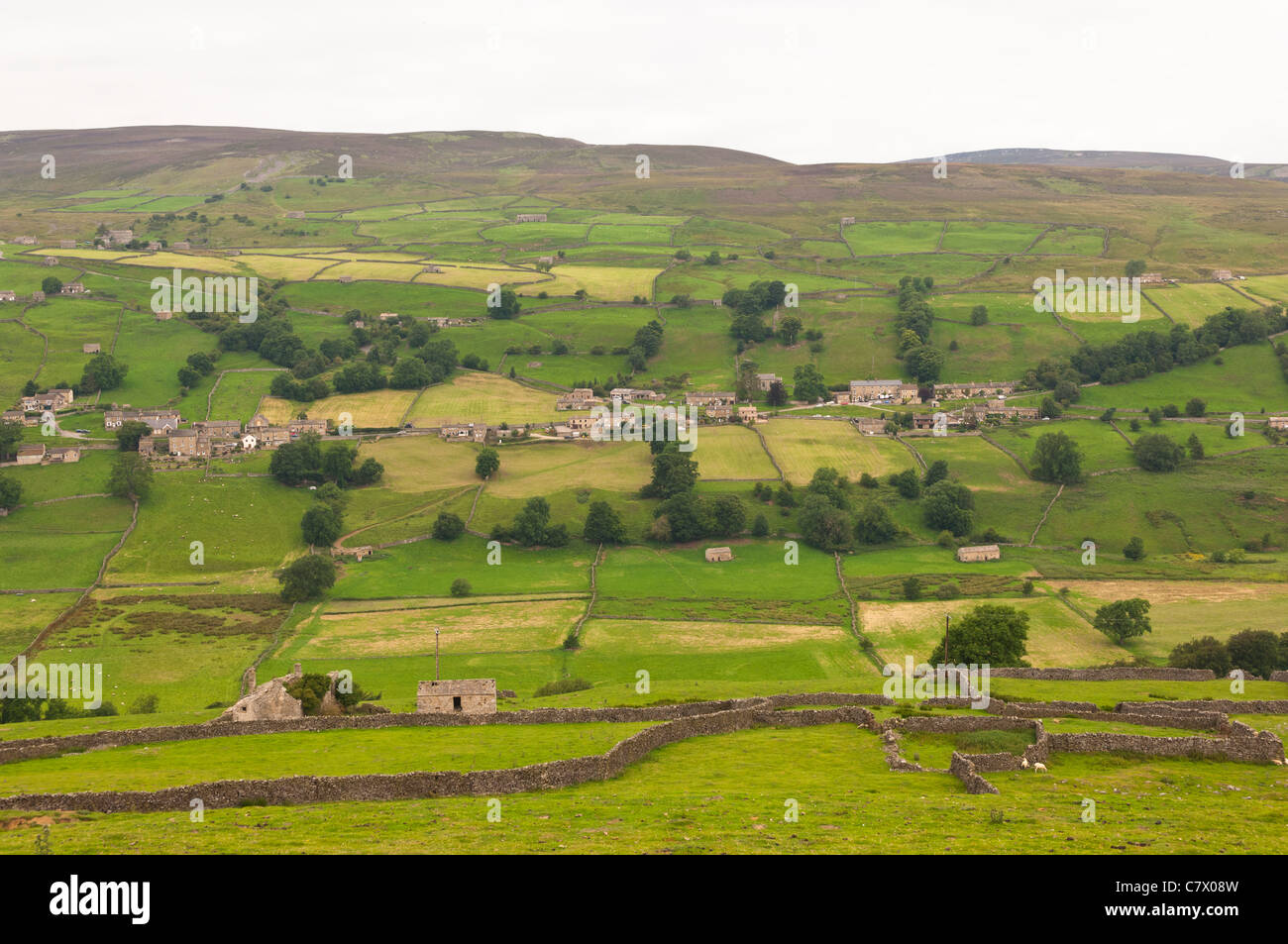 A view of the village of Low Row in Swaledale in North Yorkshire ...