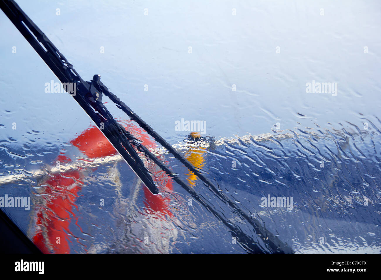 boat perfect storm water splashing in window from indoor Stock Photo ...
