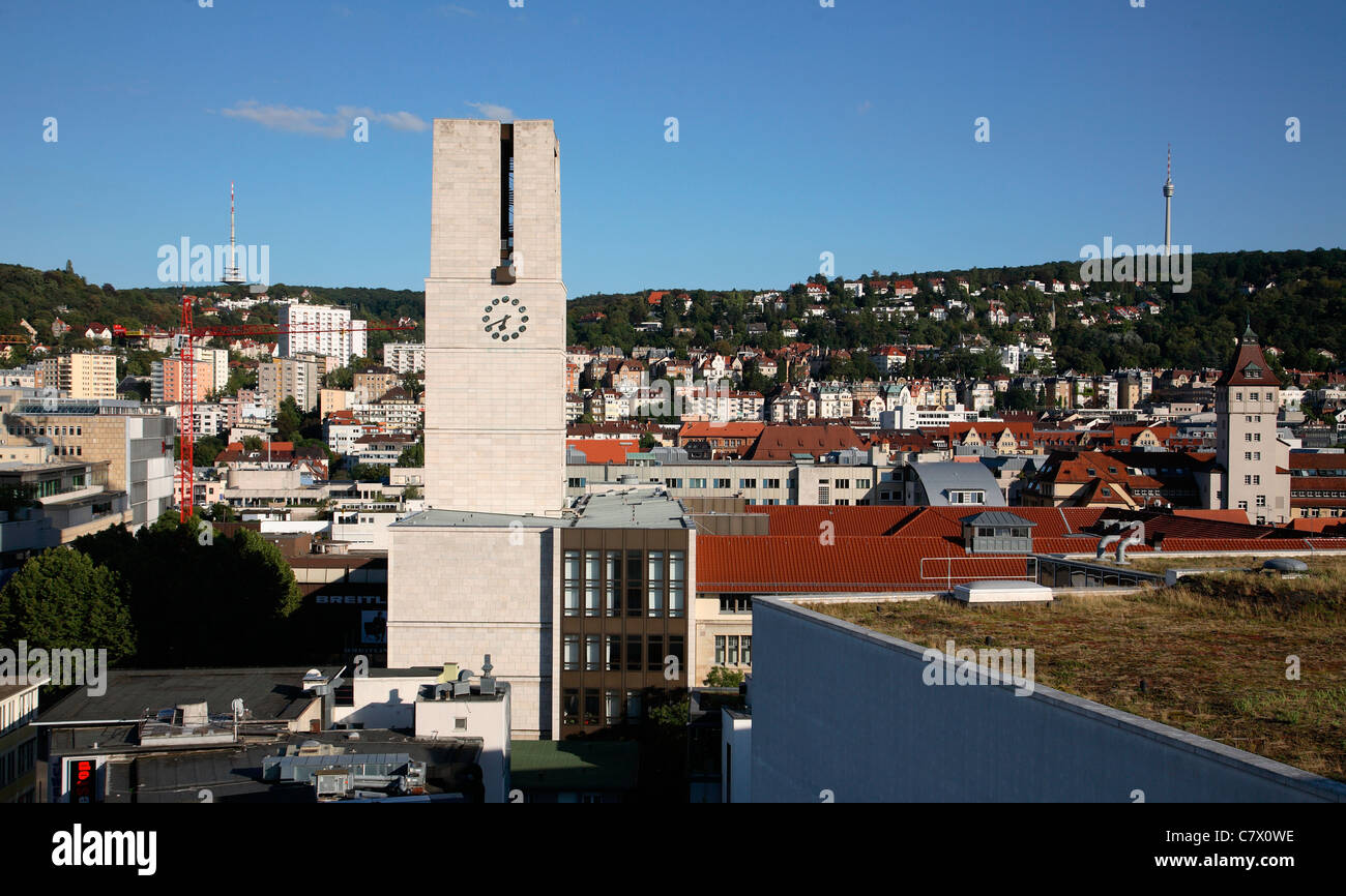 Stuttgart aerial looking towards Rathaus (town hall Stock Photo - Alamy