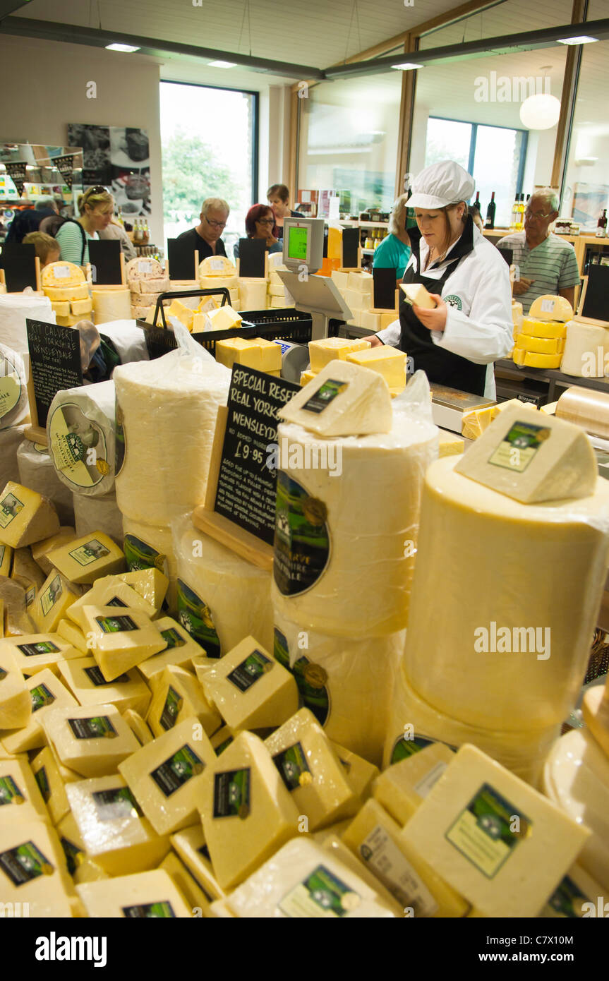 The cheese shop in the Wensleydale Creamery visitor centre in Hawes in ...