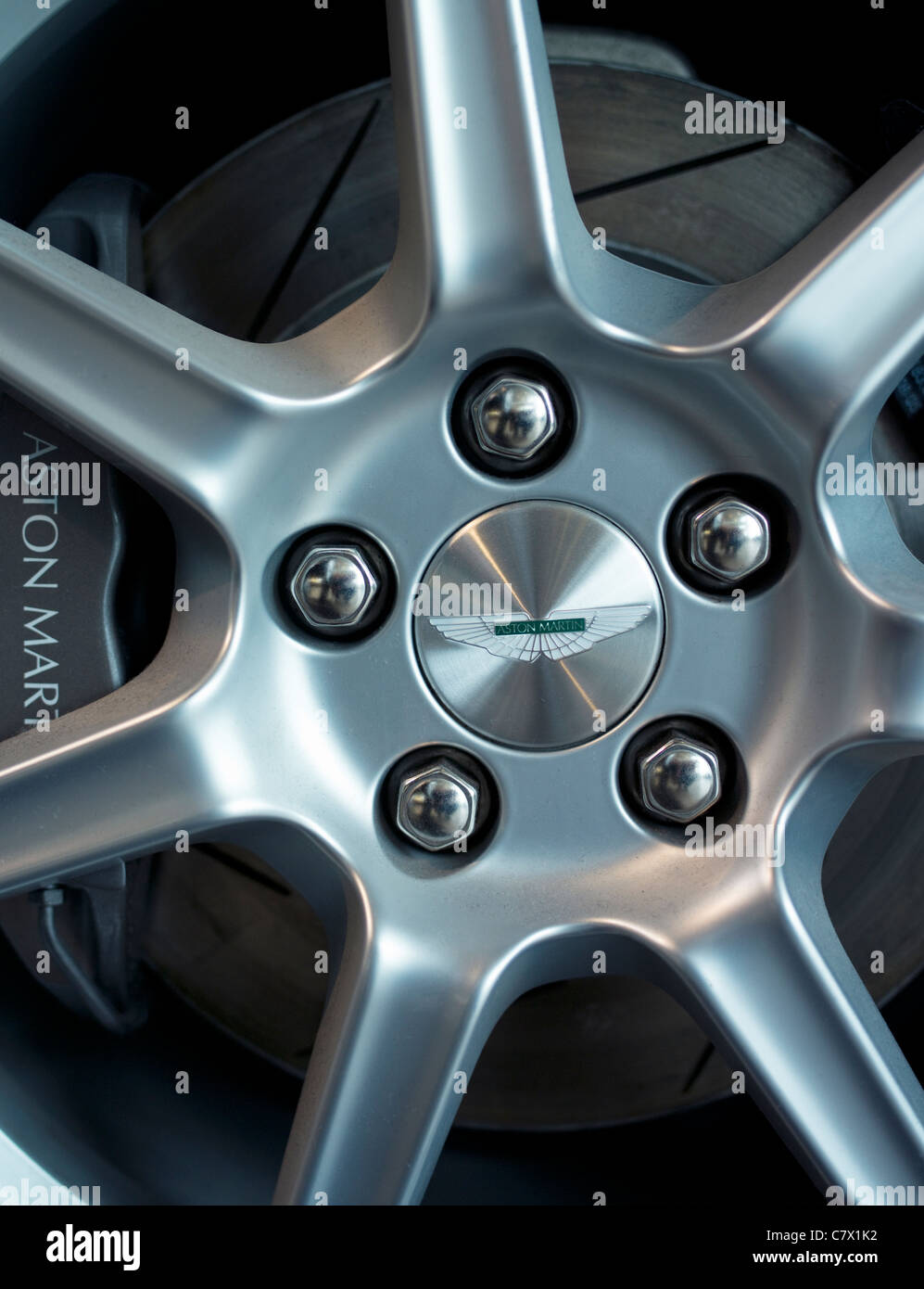 Aston Martin Wheel showing logo brakes alloy brake disc Stock Photo - Alamy