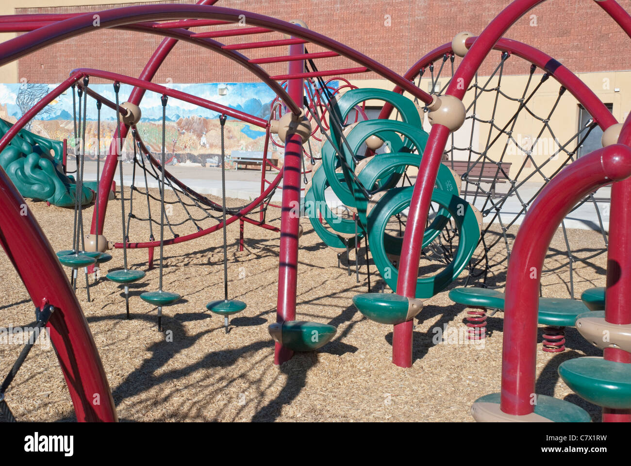 A maze of interesting shapes makes up part of the children's playground ...