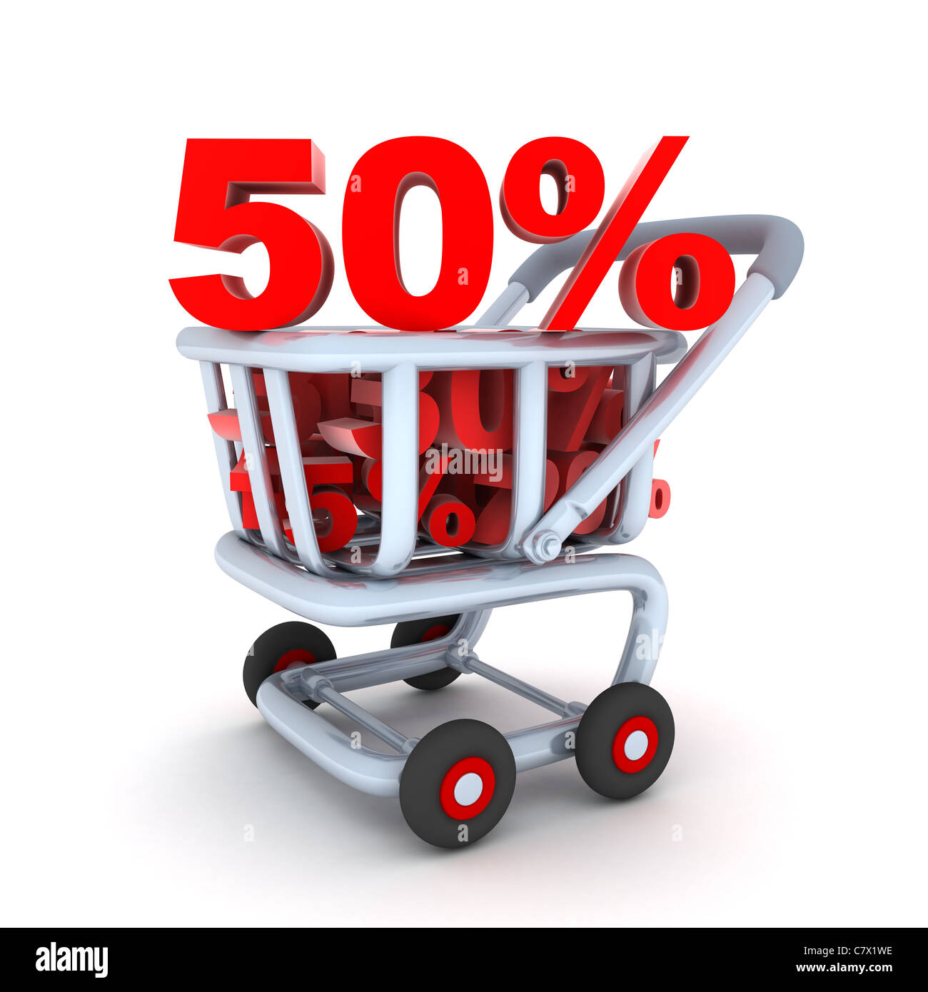 Cart and discount 50% (done in 3d, isolated Stock Photo - Alamy