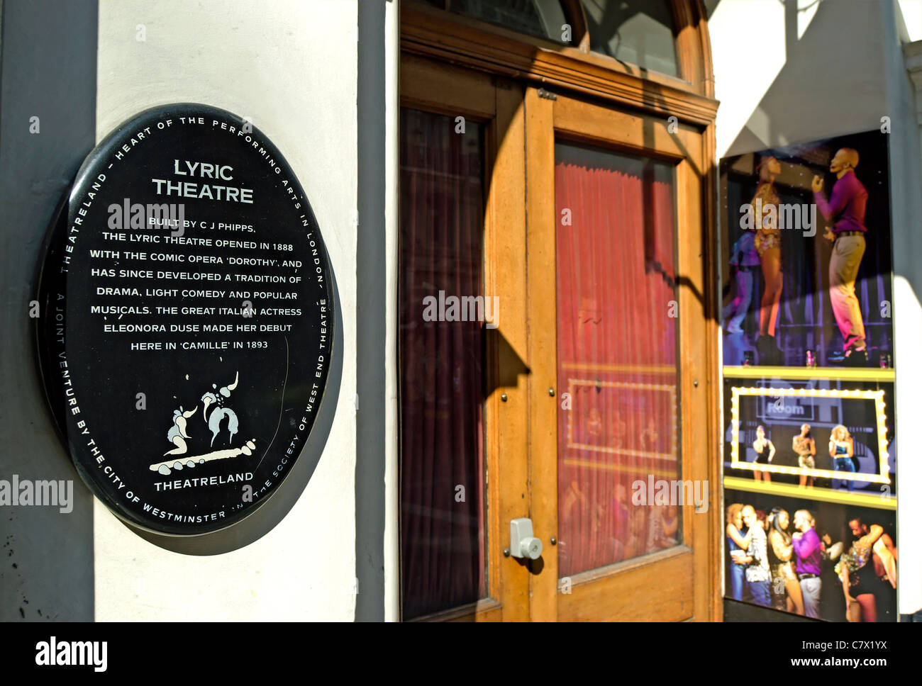 plaque at the stage door of the lyric theatre, london, england, with ...