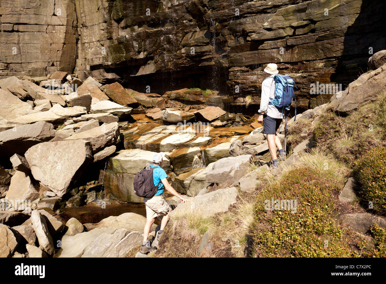 Kinder Downfall on the edge of Kinder Scout in the Peak District ...