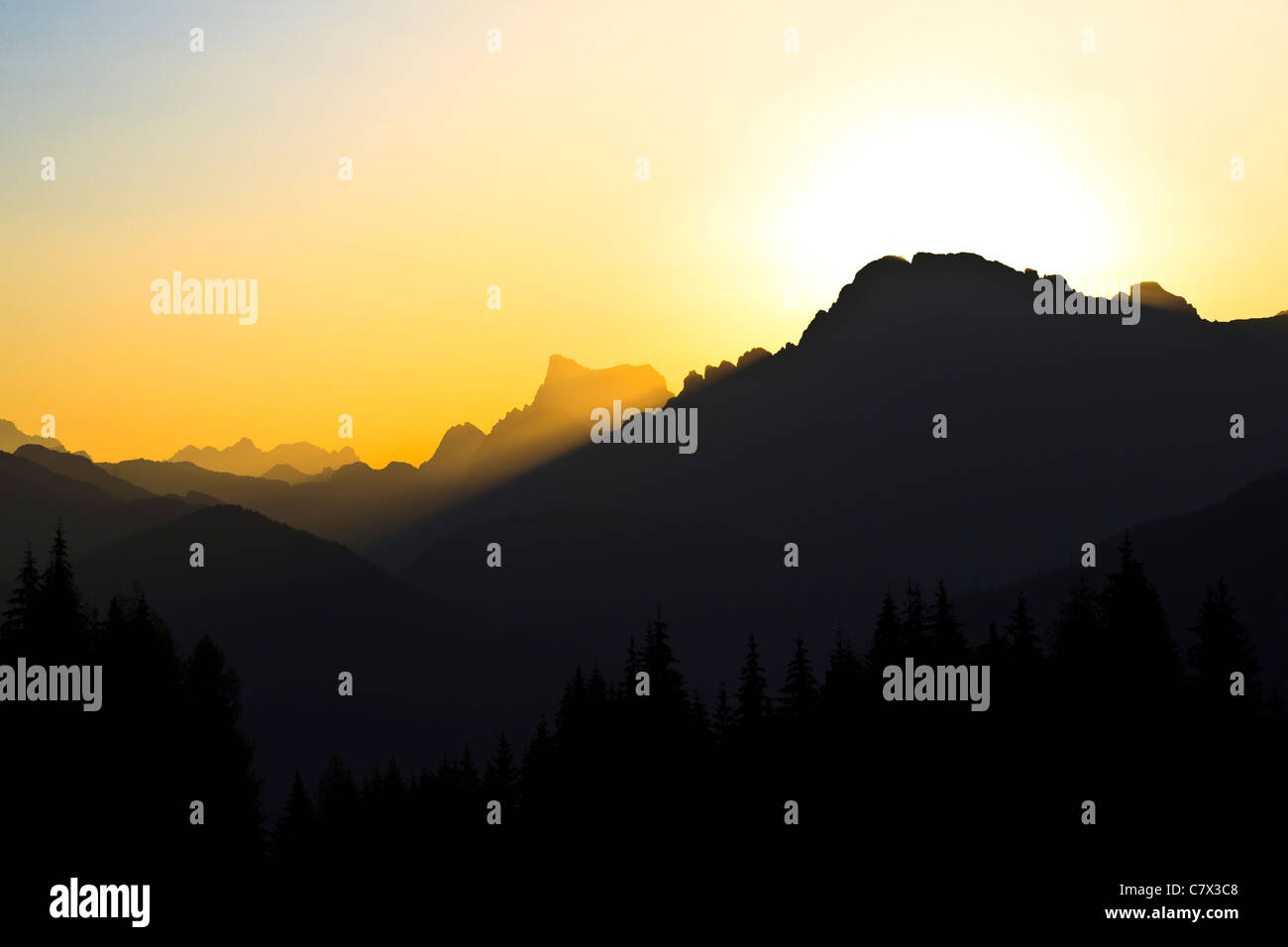 Falcade Italy The Dolomites Sunrise Stock Photo - Alamy