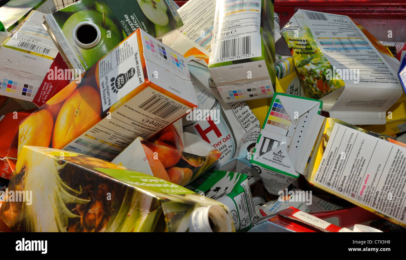 Used drinks cartons collected for recycling Stock Photo - Alamy