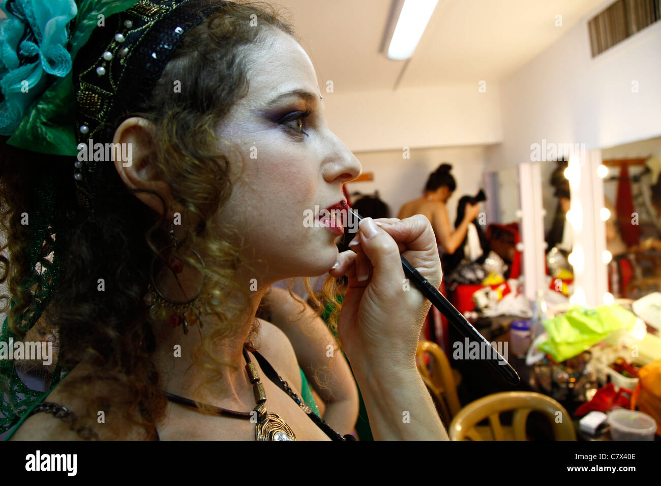 Backstage scene during annual Israeli belly dance competition held in ...