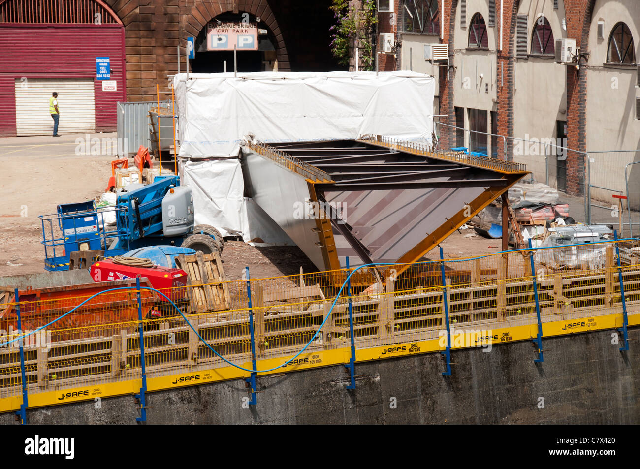 Footbridge for the Greengate development under construction, over the ...
