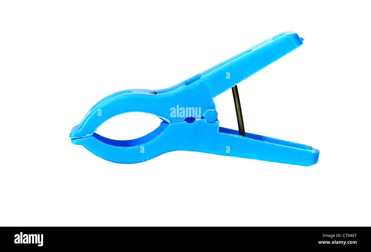 Nice blue clothespin isolated on a white background Stock Photo - Alamy