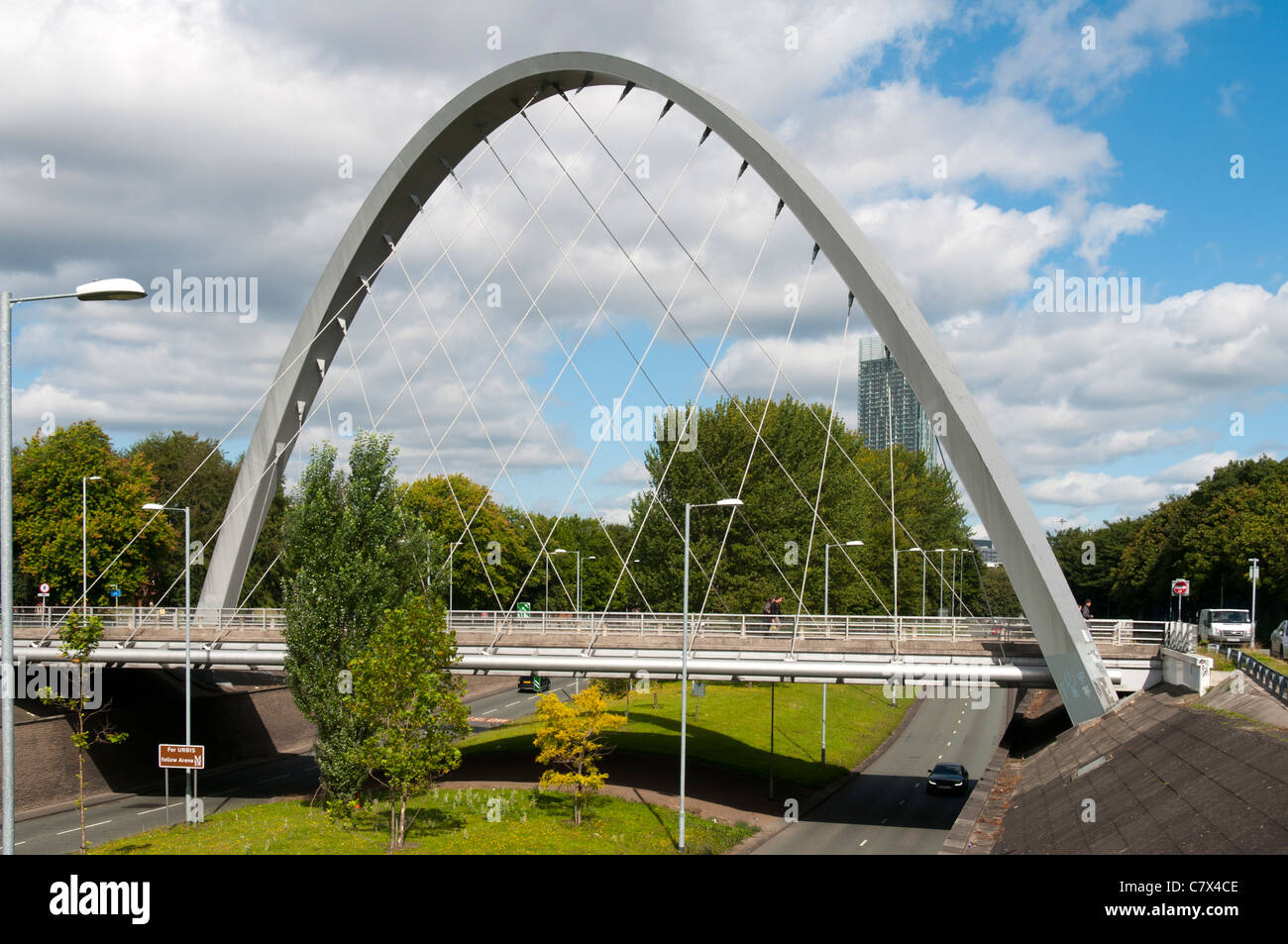 The Hulme Arch bridge, Hulme, Stretford Road, Manchester, England, UK ...