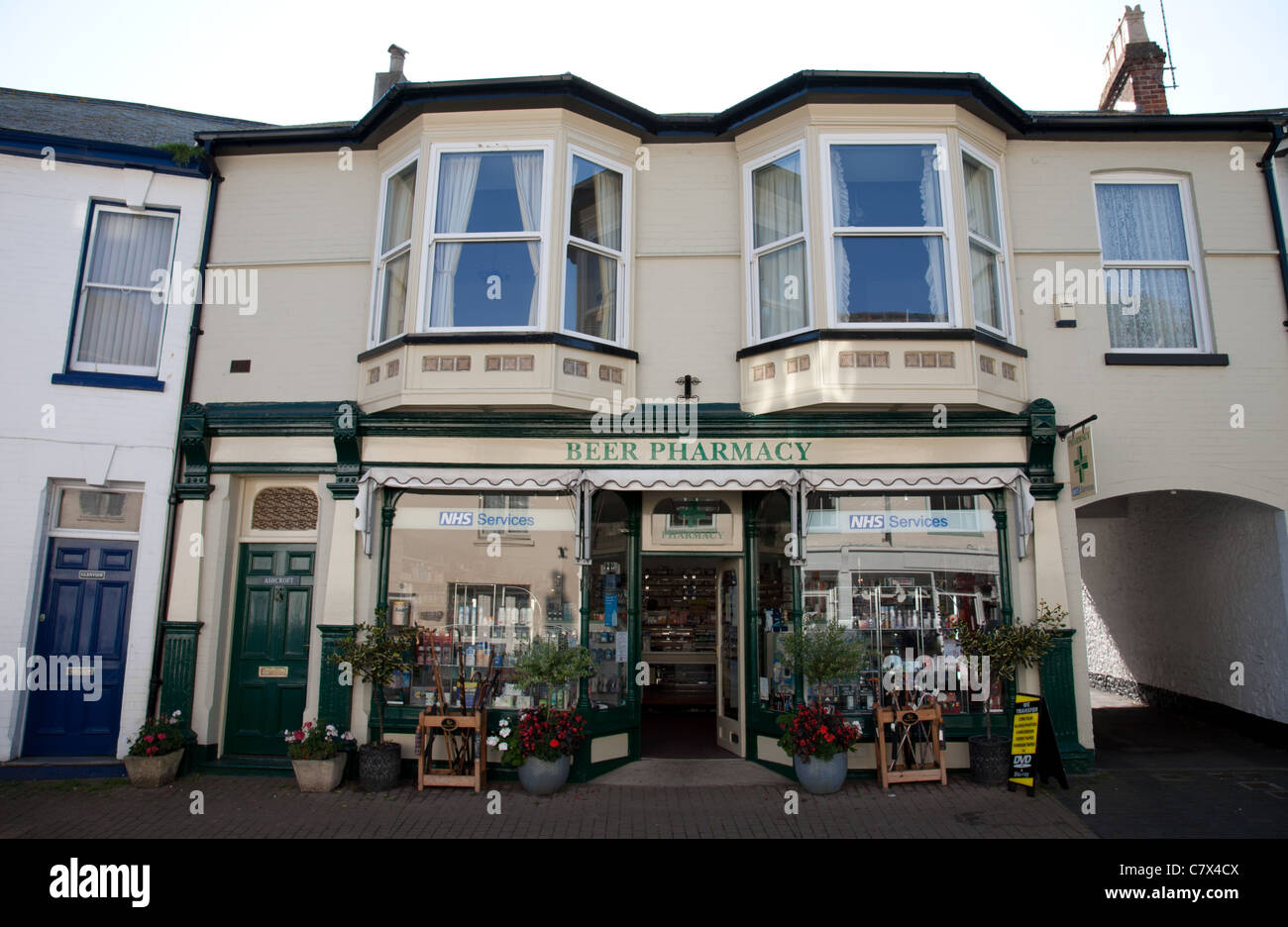 Beer Pharmacy intThe village of Beer in Devon Stock Photo - Alamy