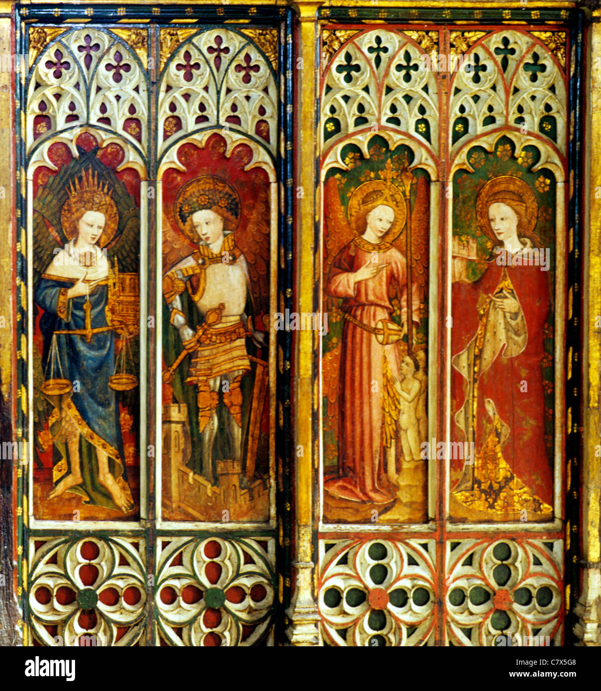 Barton Turf, Norfolk, rood screen, south screen, 4 panels, Thrones ...