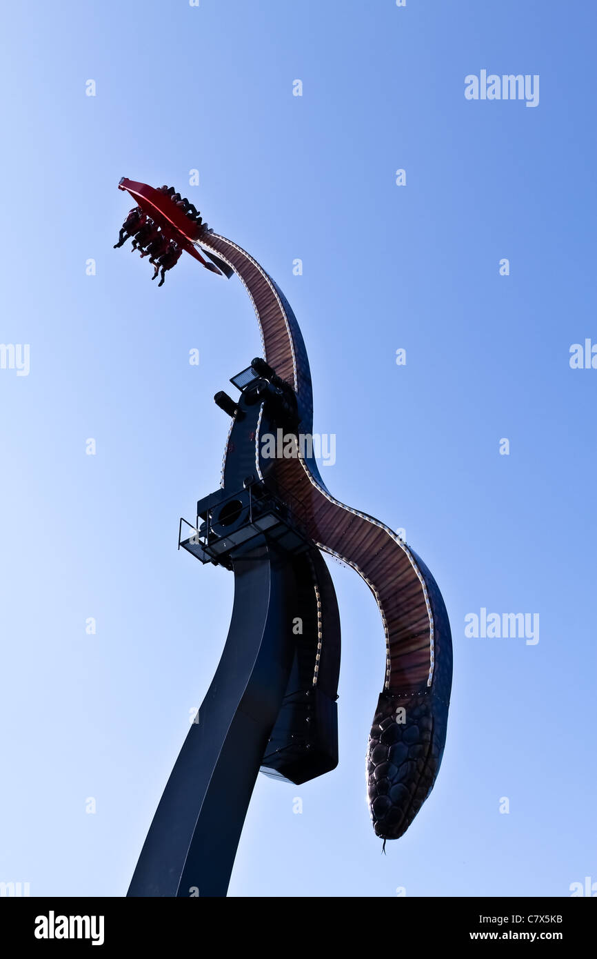 A ride in an amusement park designed as a snake (located in Vienna ...