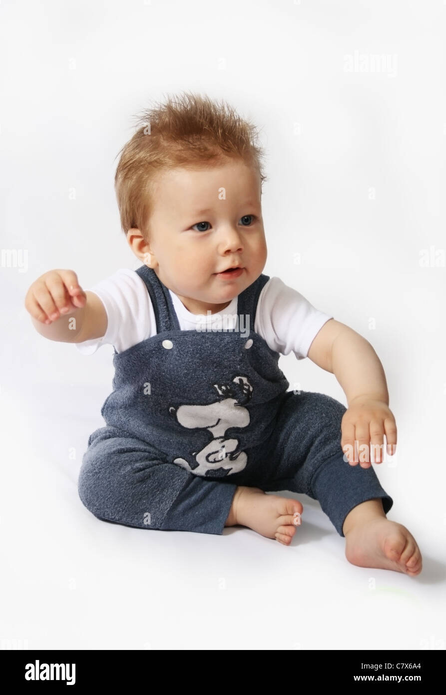 Happy small baby-boy isolated on white Stock Photo - Alamy