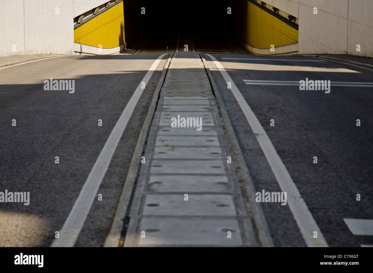 Two way road tunnel entrance and exit Stock Photo - Alamy