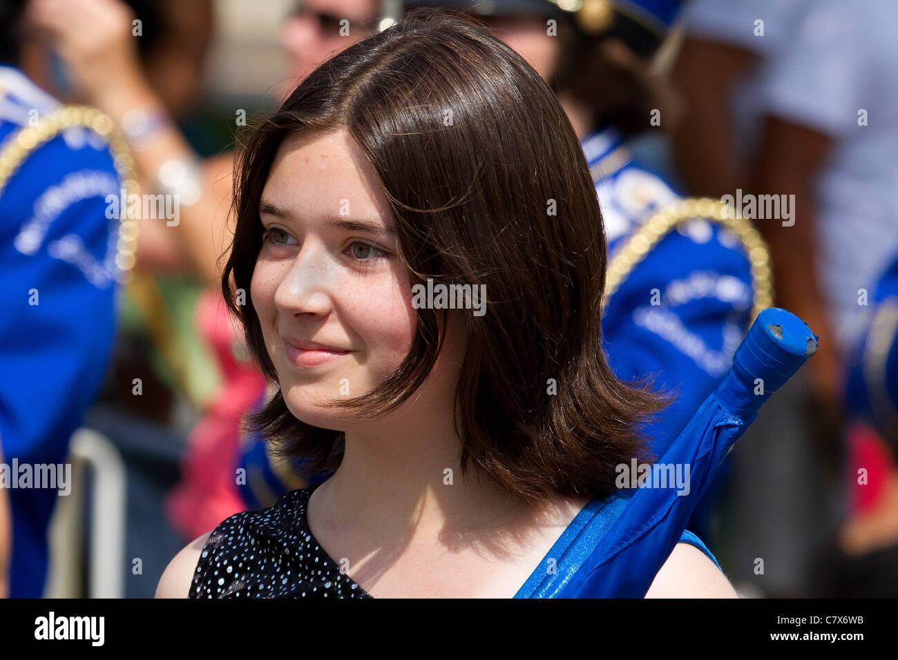 Pretty girl marching in the Labor Day Parade in Marlborough ...
