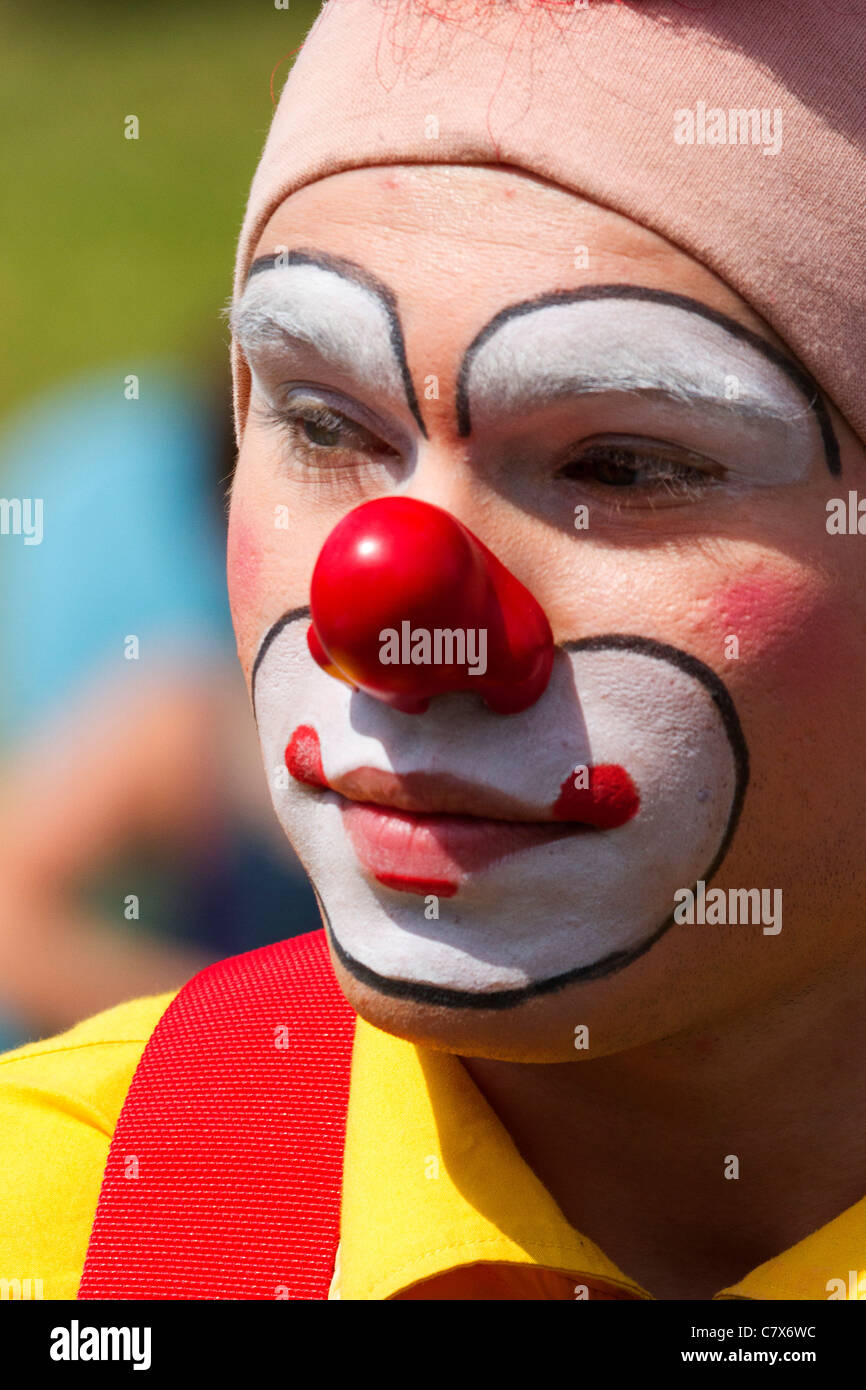 Clown marching in Labor Day parade in Marlborough Massachusetts.Aleppo ...