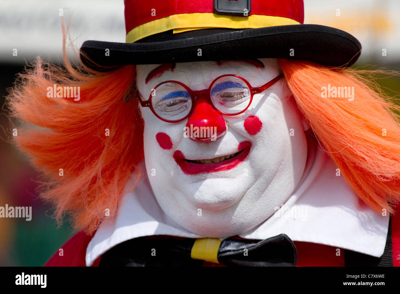 Clown marching in Labor Day parade in Marlborough Massachusetts.Aleppo ...