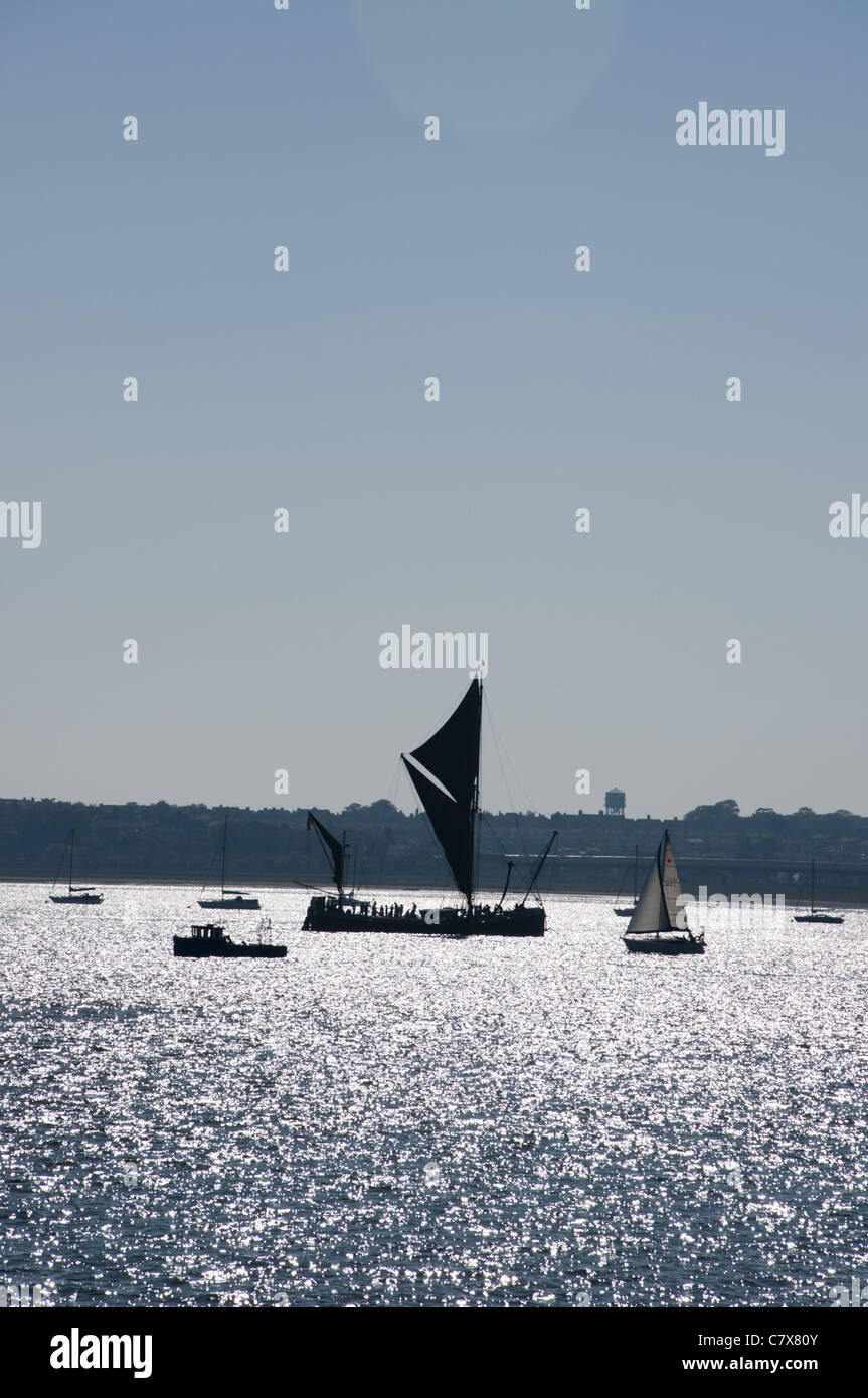 Thames Sailing Barge Thistle of Topsail Charters, Harwick Harbour river ...