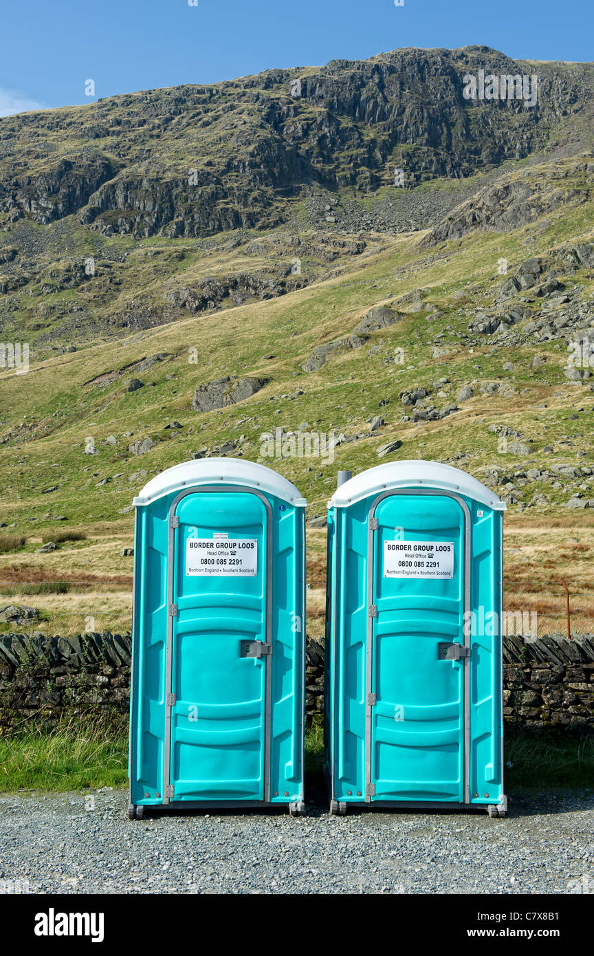 Portable Toilets in a layby in the Kirkstone Pass near Ullswater in the ...