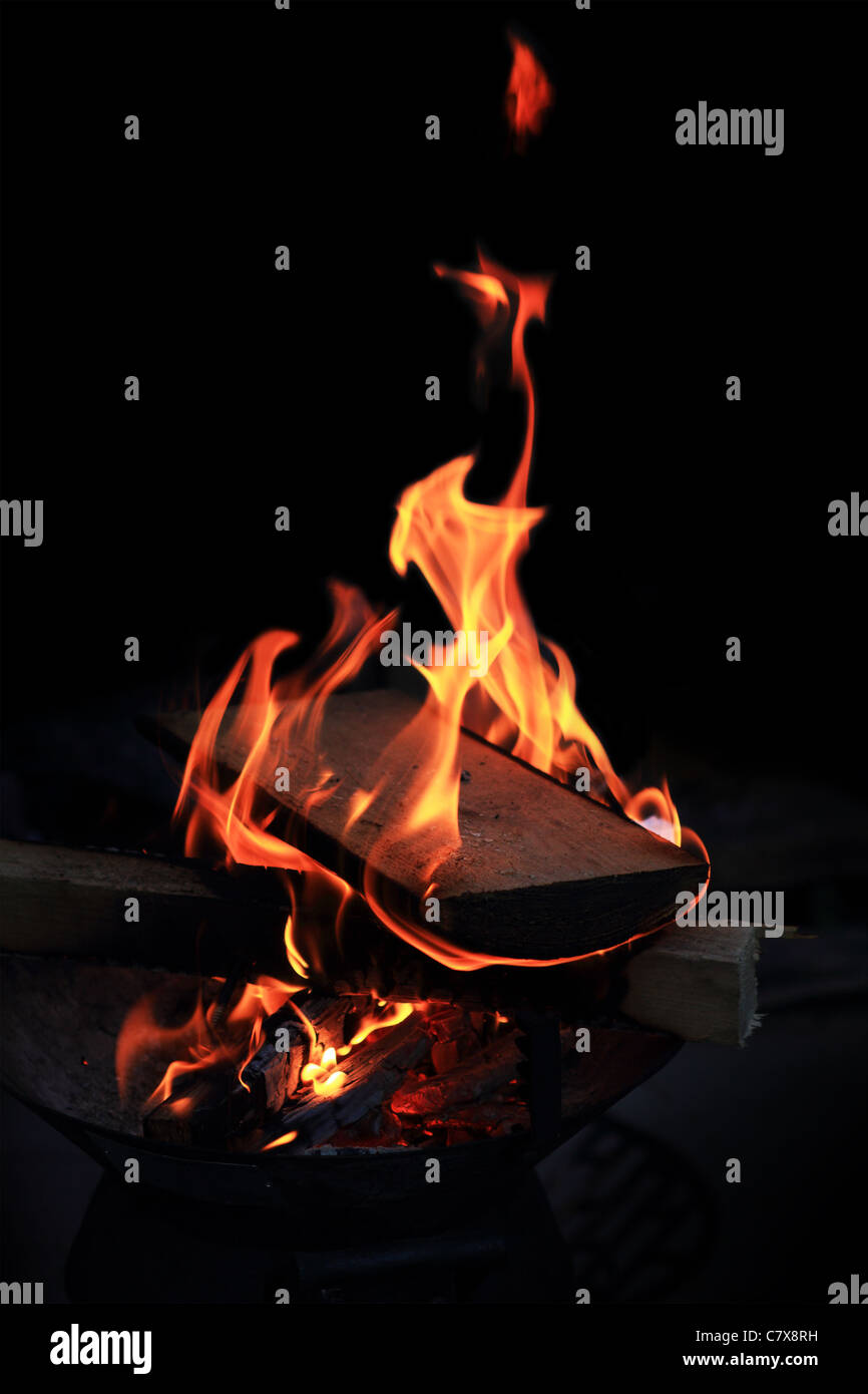Fire flames with reflection Stock Photo - Alamy