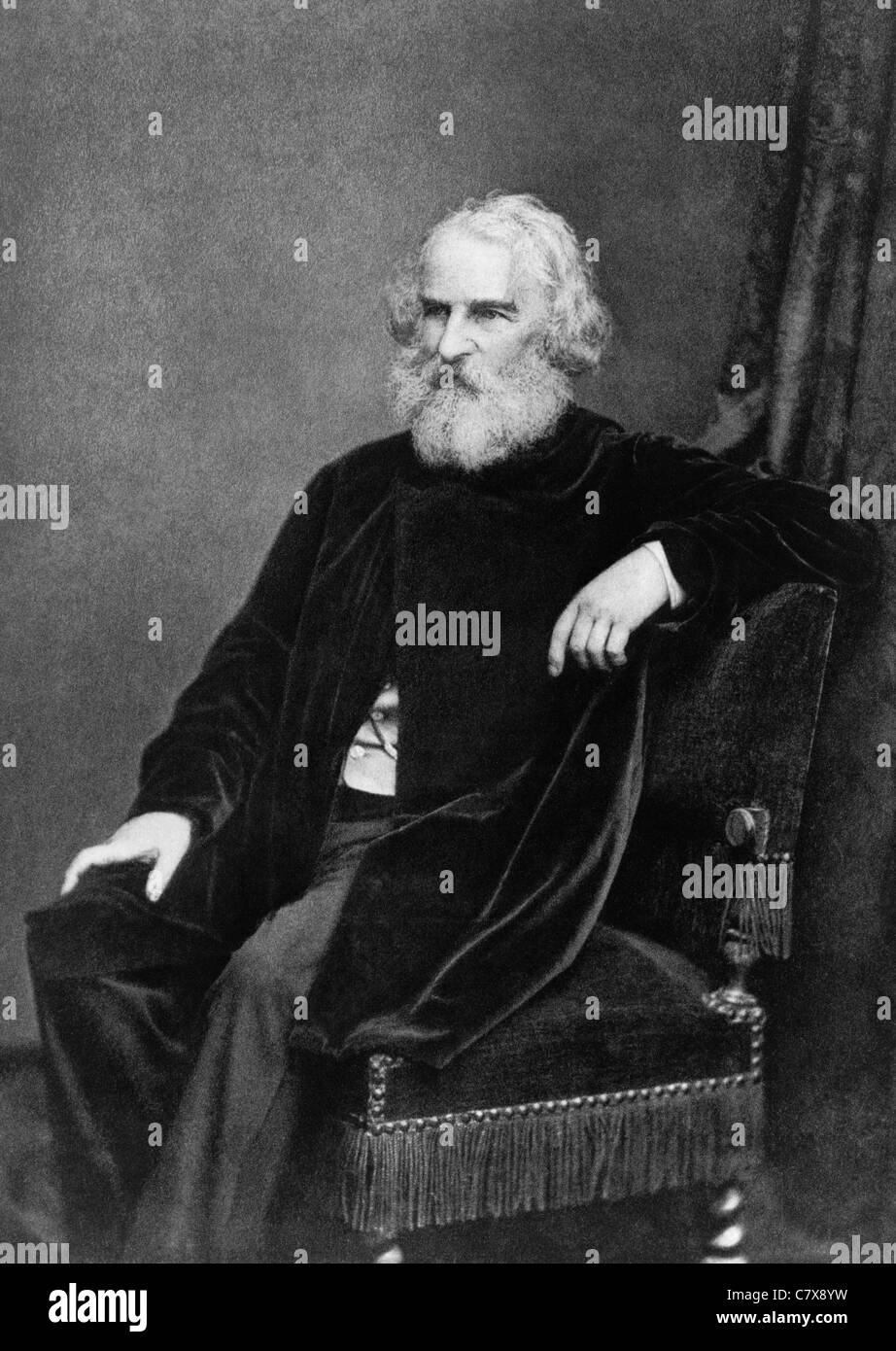 Vintage portrait of American poet and educator Henry Wadsworth ...