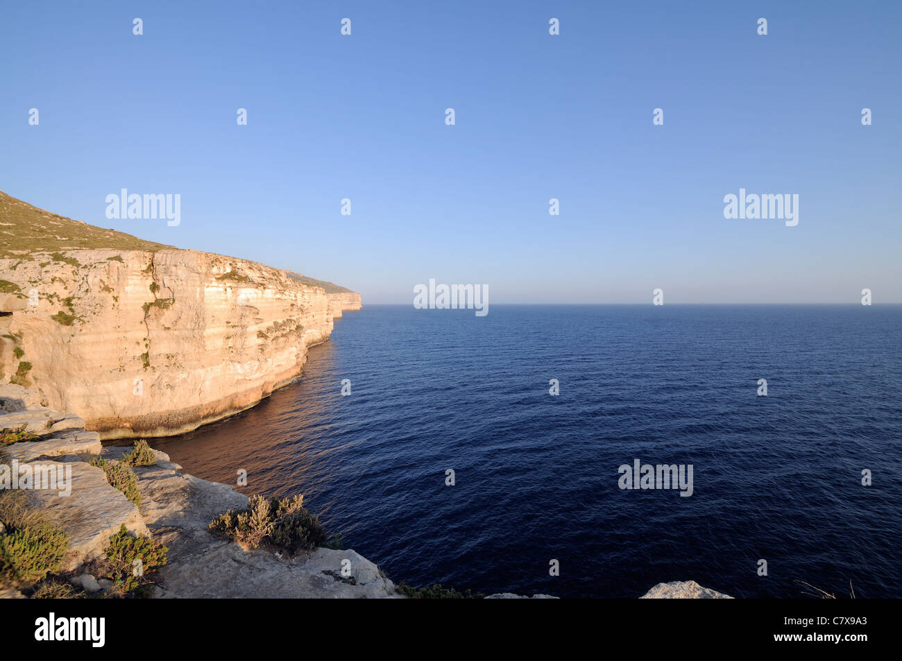 The Cliffs of Mtahleb with Filfla Island showing on the horizon, Malta ...