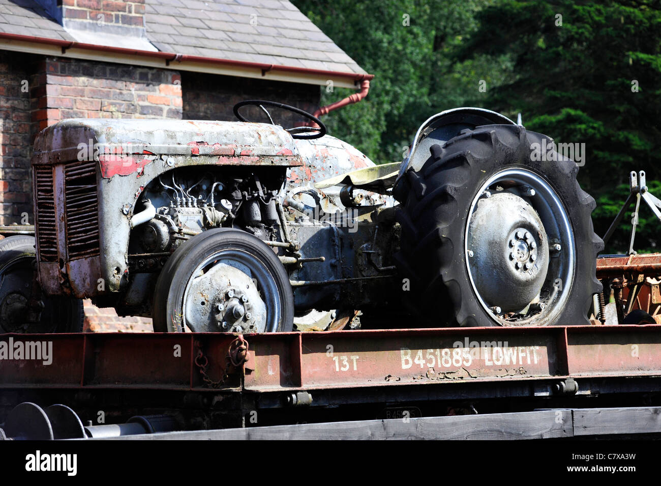 Old tractor at Goathland train station Stock Photo - Alamy