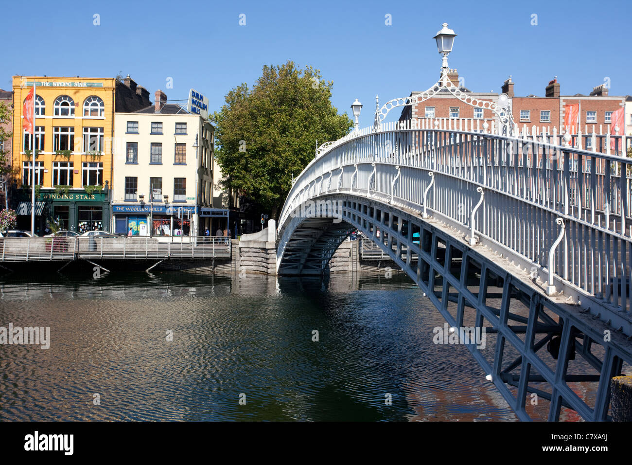 Ha Penny bridge looking towards Lower Ormond Quay Central Dublin ...