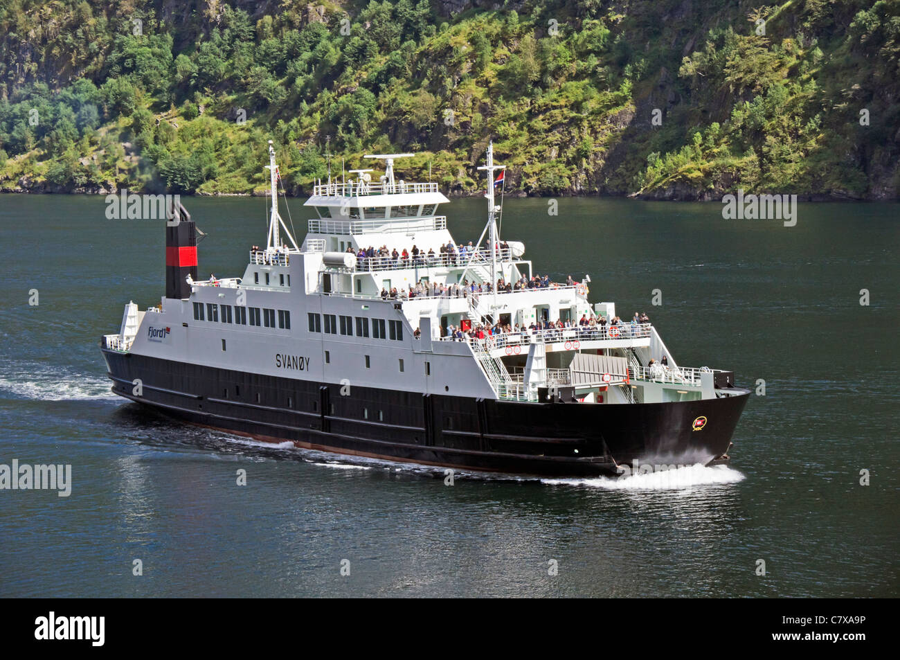 Norwegian Fjord1 car and passenger ferry Svanøy preparing to berth at ...