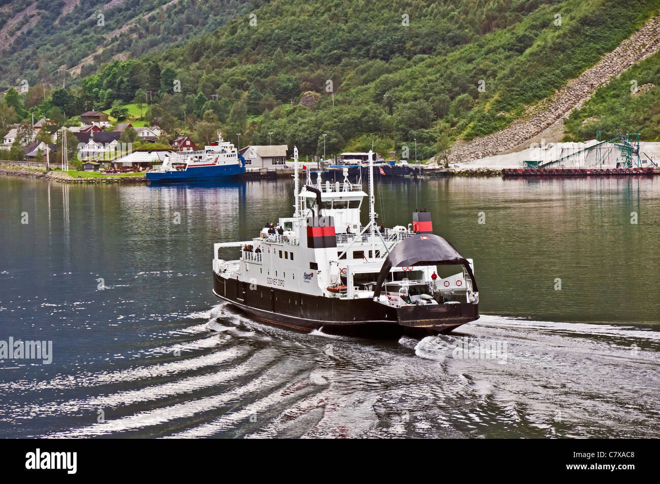 Fjord1 car and passenger ferry Sognefjord is approaching the berth in ...