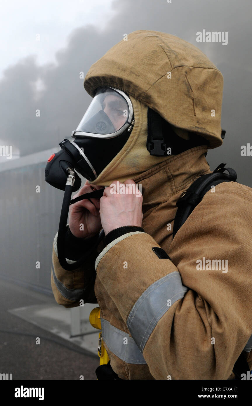 UK Firefighters training at Fire Training Ground Sumburgh Shetland ...