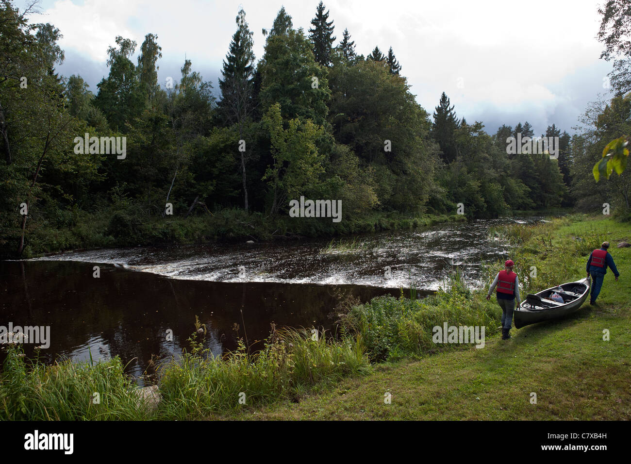 Boatiing on M Jugla river at Lielupes Ikskile area Latvia Stock Photo ...