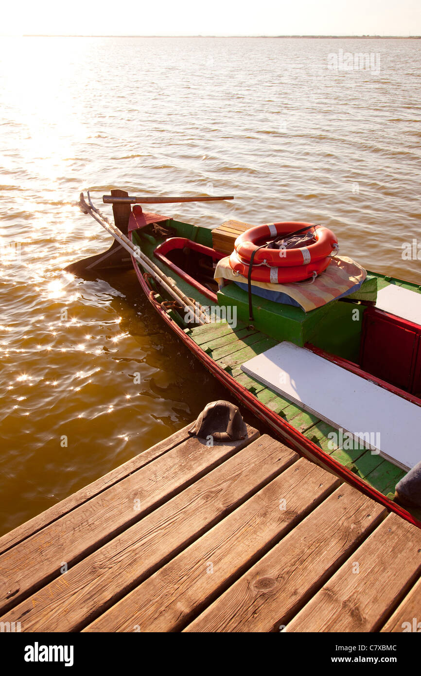 Albufera lake traditional boats in Valencia Spain Stock Photo - Alamy