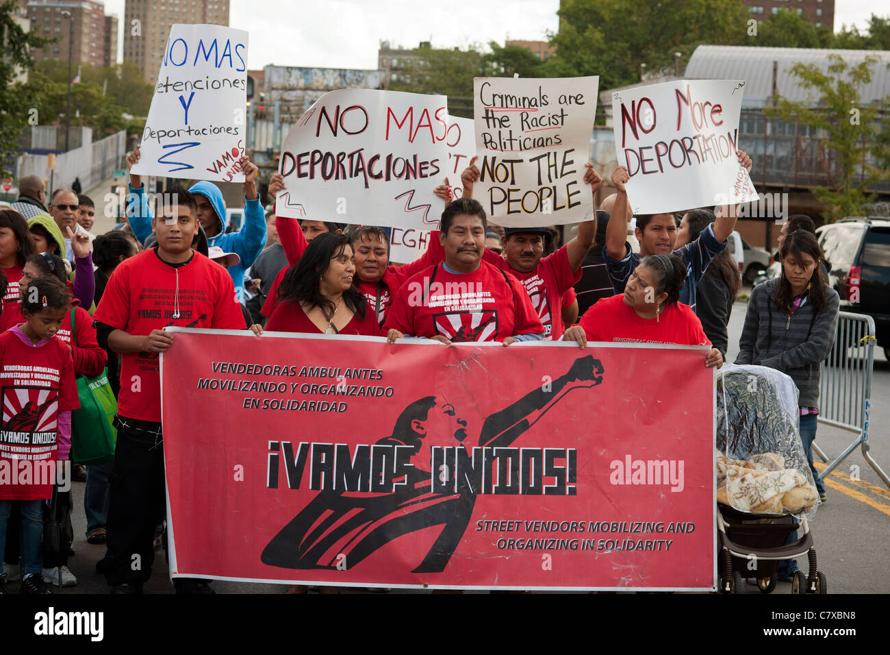 Pro-immigrant groups rally and march in the Bronx in New York Stock ...
