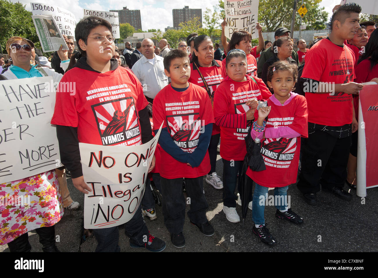 Pro-immigrant groups rally and march in the Bronx in New York Stock ...